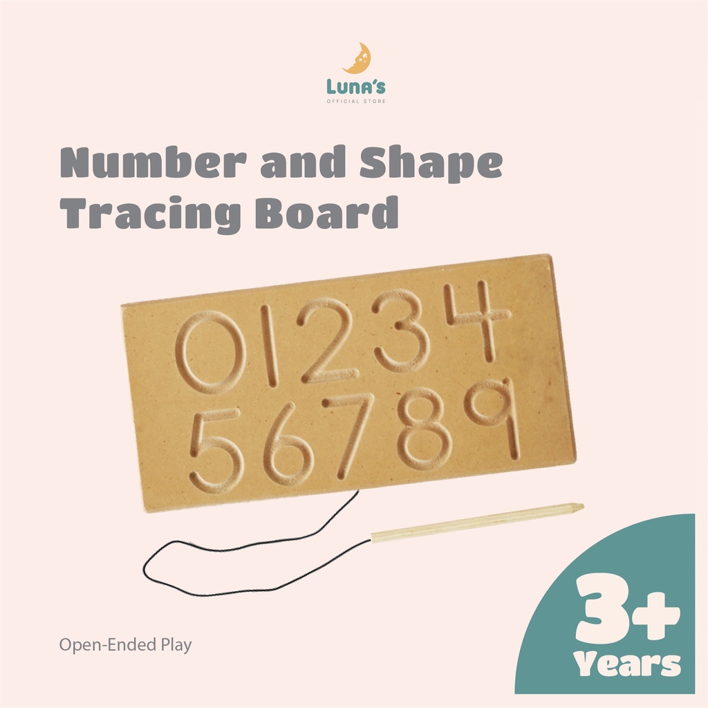 Jual Luna's Wooden Number and Shape Tracing Board Game Montessori Papan ...