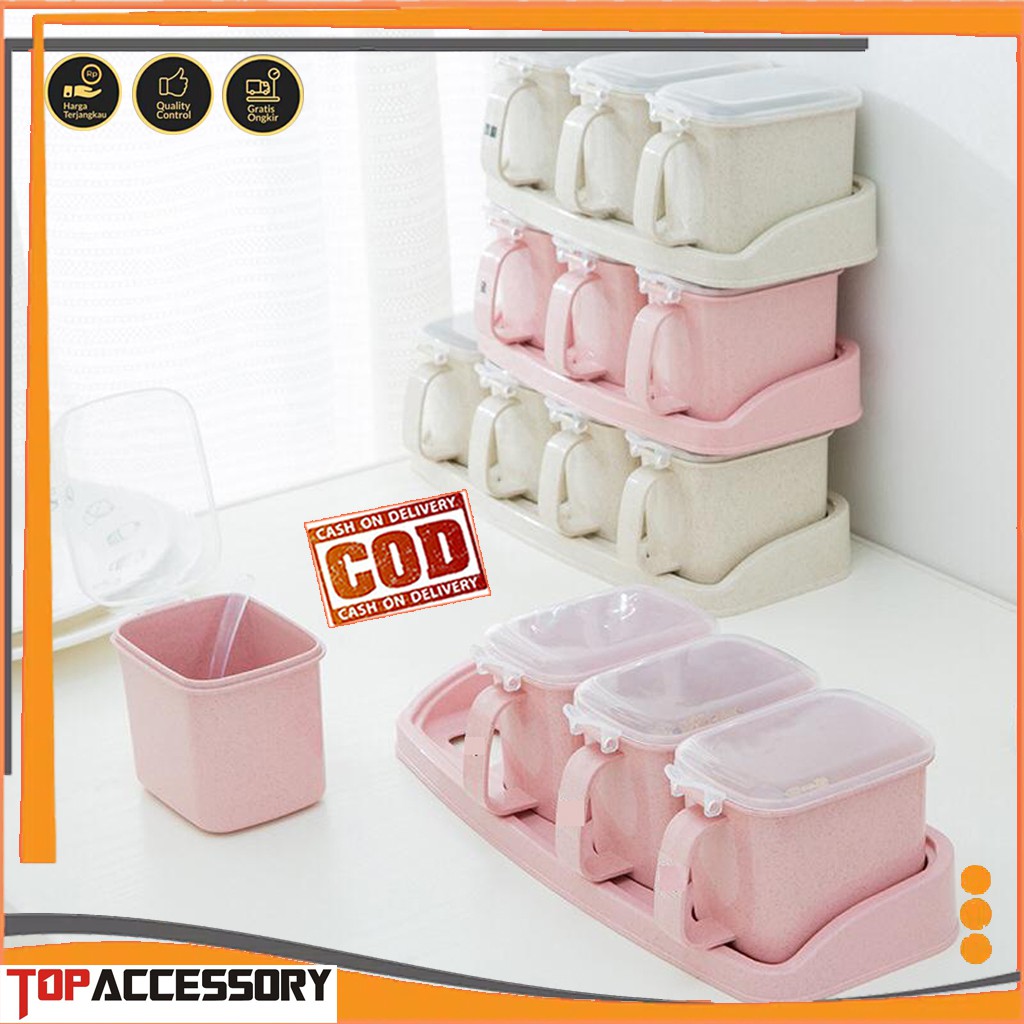 Tempat Garam Gula Merica Mecin Micin Bumbu Dapur 4 Gelas Sendok Dll ...