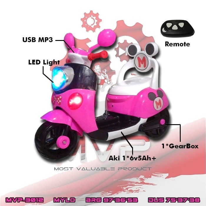 Jual Motor Listrik Untuk Anak Mickey Mini Mainan Motor Motoran Baterai ...