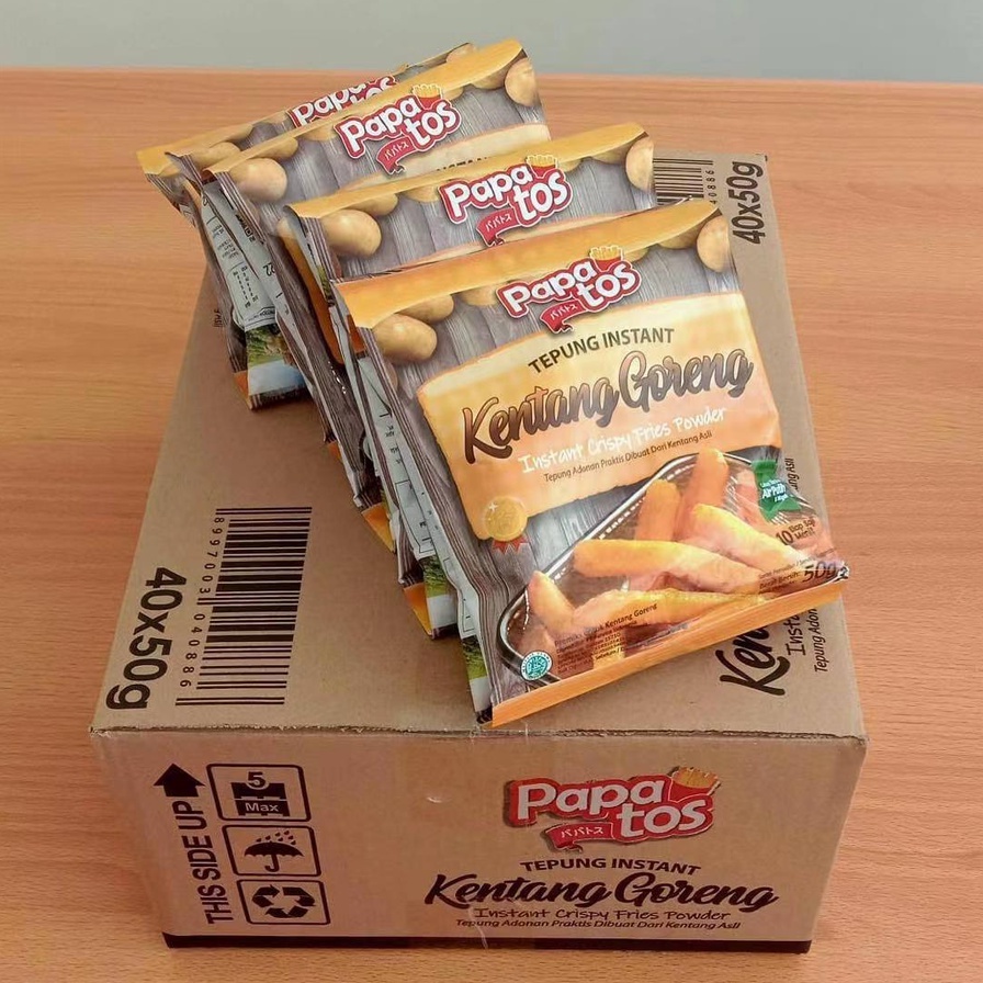 Jual Papatos Tepung Instant Kentang Goreng 50gr / 1 Karton Isi 40pcs ...