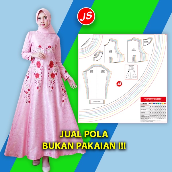 Jual Pola Jiplak Gamis Busui Dewasa 1/2 Lingkaran 9 in 1 [ Pola Baju Jamblang Studio ] Indonesia ...