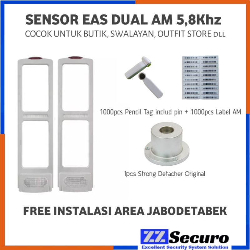 Jual SENSOR ALARM TOKO | PAKET EAS DUAL AM 58Khz | SENSOR ANTI MALING ...