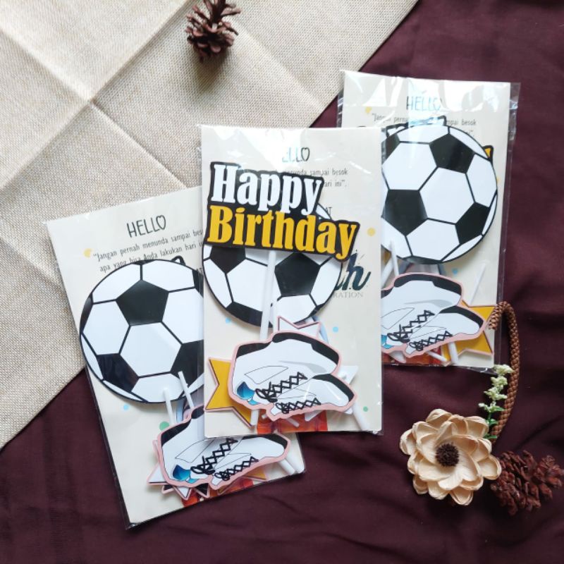 Jual Cake Topper Karakter Bola Happy Birthday 1 set / Hiasan Tusukan ...