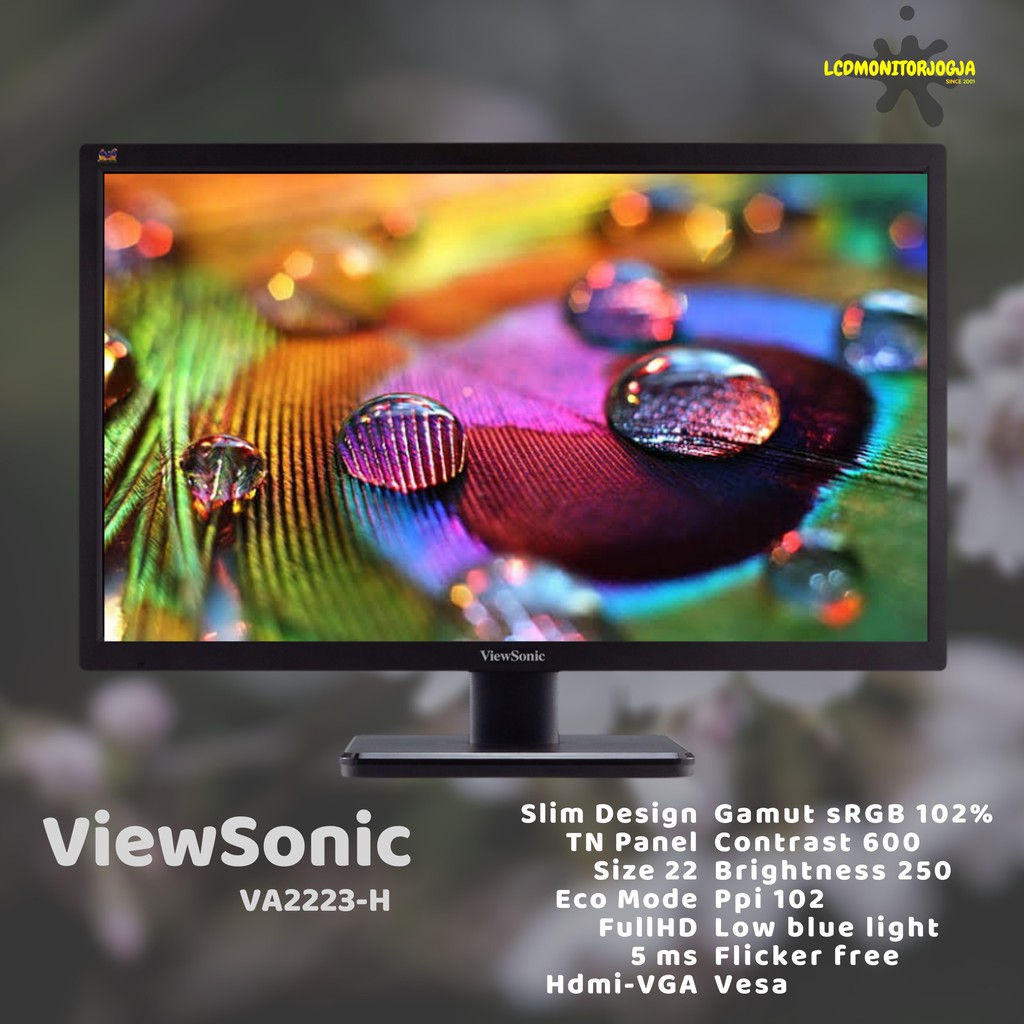 Jual Monitor LED 22" ViewSonic VA2223-H | Full HD | HDMI & VGA Input | Shopee Indonesia