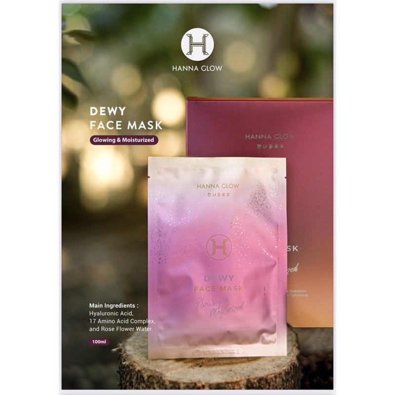 Jual HANNA GLOW DEWY FACE MASK GLOWING & MOISTURIZED ( 1 Box : 5 pcs Sheet Mask ) Indonesia ...