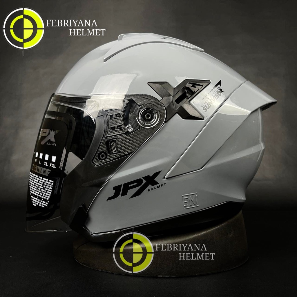 Jual HELM JPX NOVA X SOLID GREY GLOSSY HALF FACE JPX DOUBLE VISOR | Shopee Indonesia