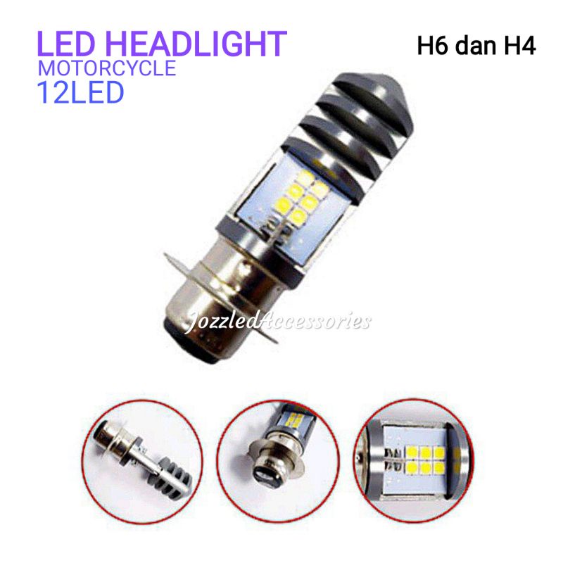 Jual Lampu utama motor LED H6 H4 12 titik led AC DC High Low | Shopee ...