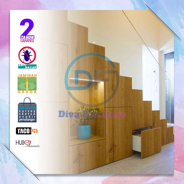 Jual Penyimpanan Bawah Tangga HPL | Custom Kabinet Bawah Tangga ...