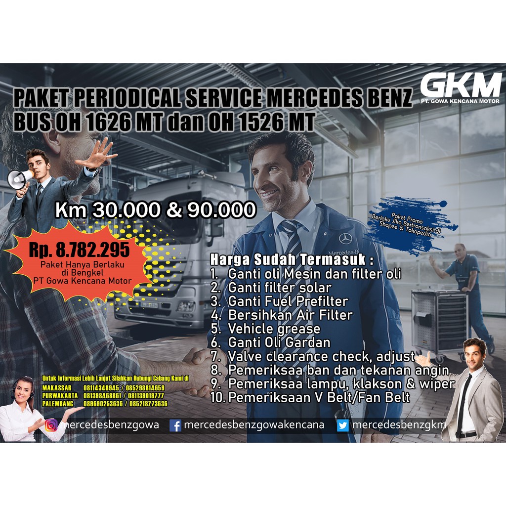 Jual PAKET PERIODICAL SERVICE MERCEDES BENZ BUS OH 1626 MT dan OH 1526 ...