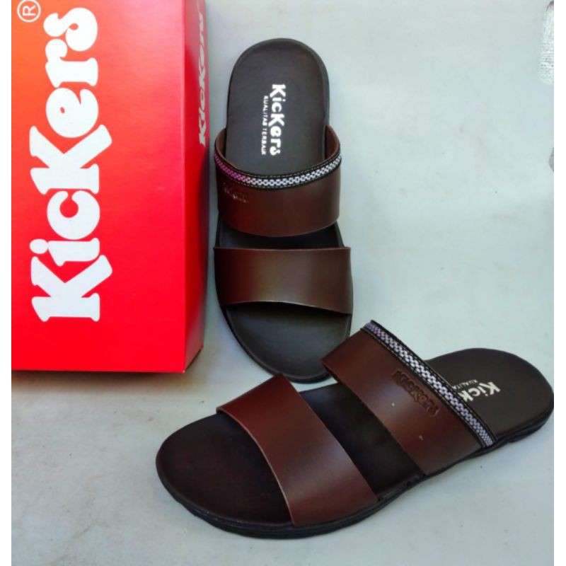 Jual Sandal Pria kulit siledi slop Kickers Trendy Kekinian(SL-Pita ...