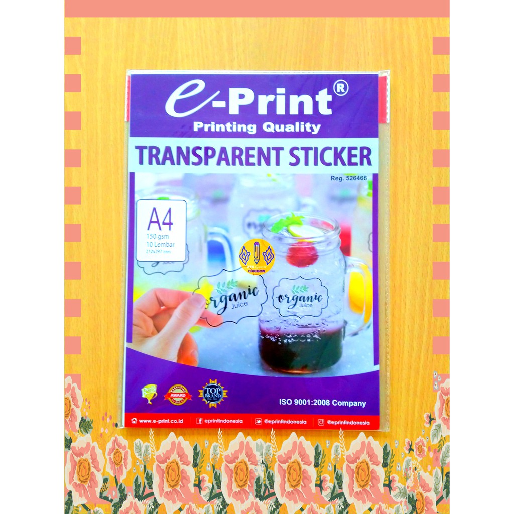 Jual Stiker Transparant E-Print Transparent Sticker A4 150Gr@10 ...