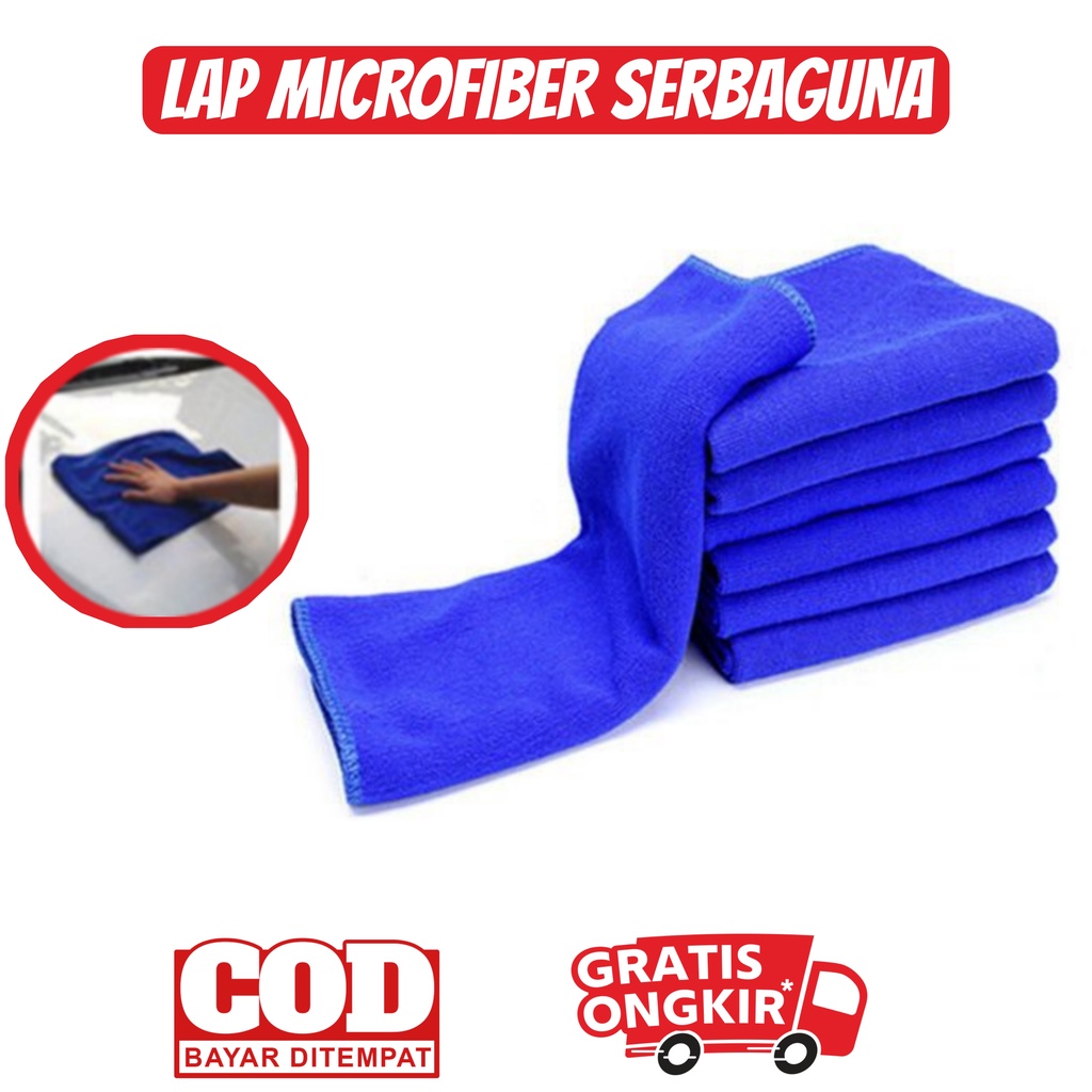 Jual Kain Lap Microfiber Super Halus Ukuran 25x25cm 150 GSM Warna Biru ...