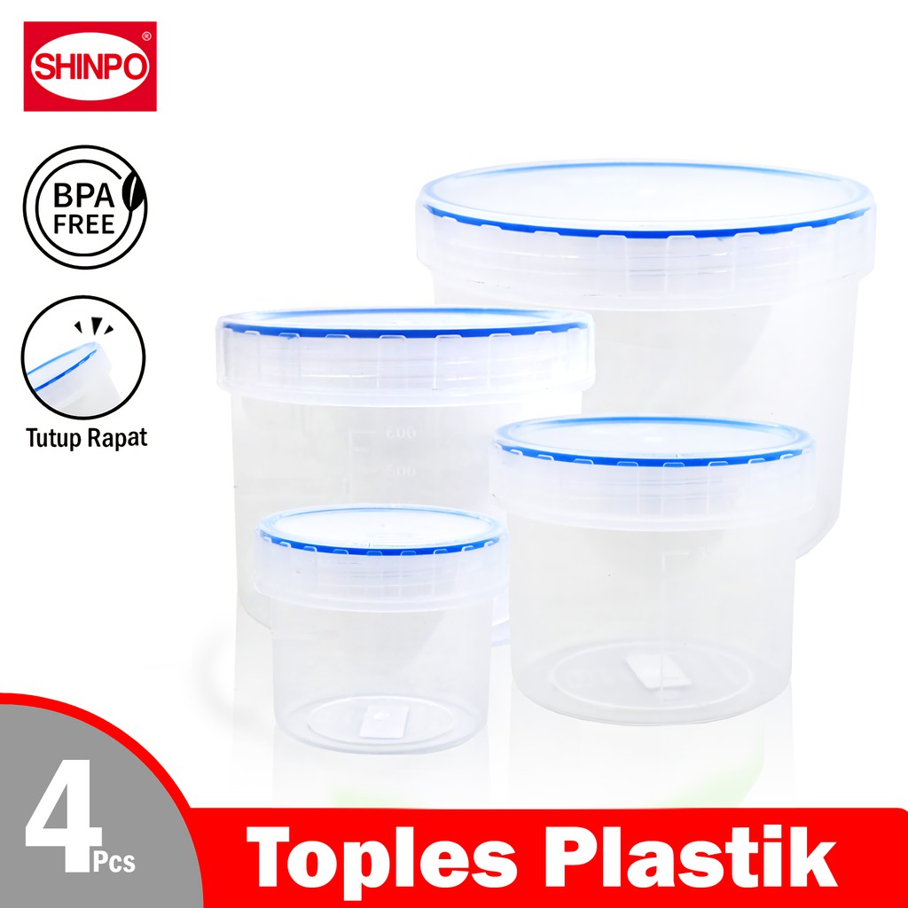 SHINPO Toples Plastik 4 Pcs S / M / L / XL Nest Food Storage Wadah ...