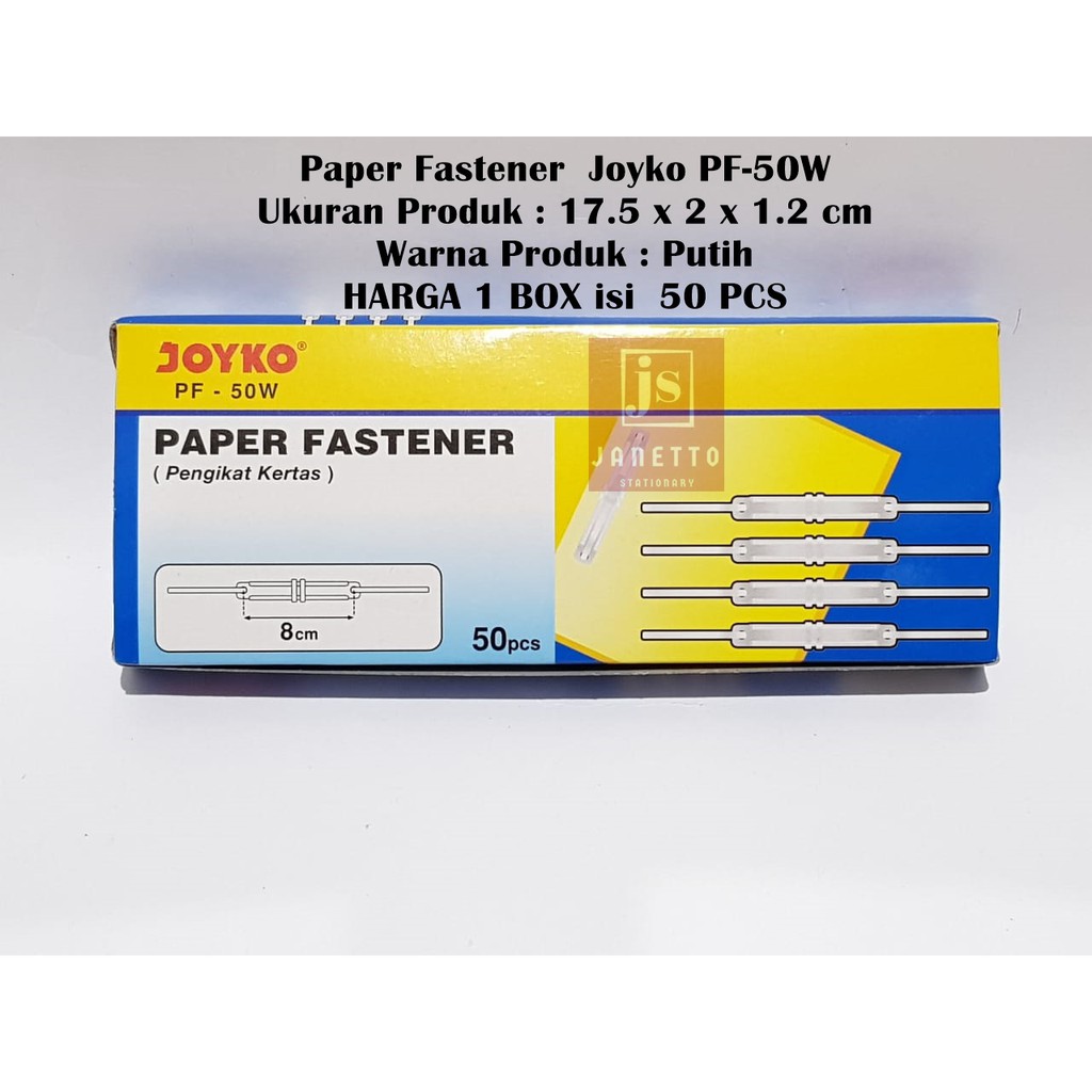 Jual Paper Fastener Joyko PF-50W pengikat kertas warna putih | Shopee Indonesia