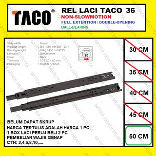 Jual Rel Laci TACO 36mm - 50cm Rel Laci Dobel Full Extension | Shopee ...