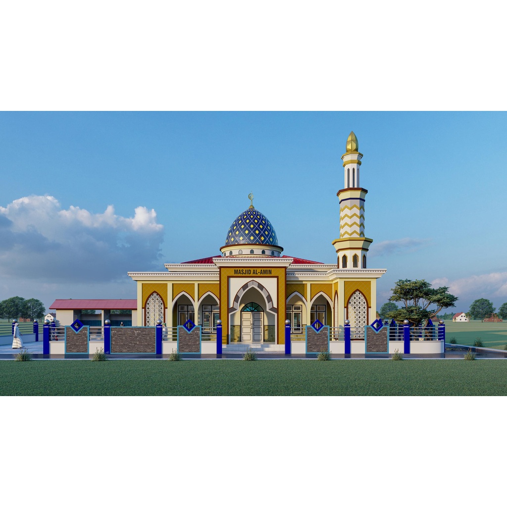 Jual GAMBAR KERJA DESAIN MASJID MINIMALIS 15x15 KUNING | Shopee Indonesia