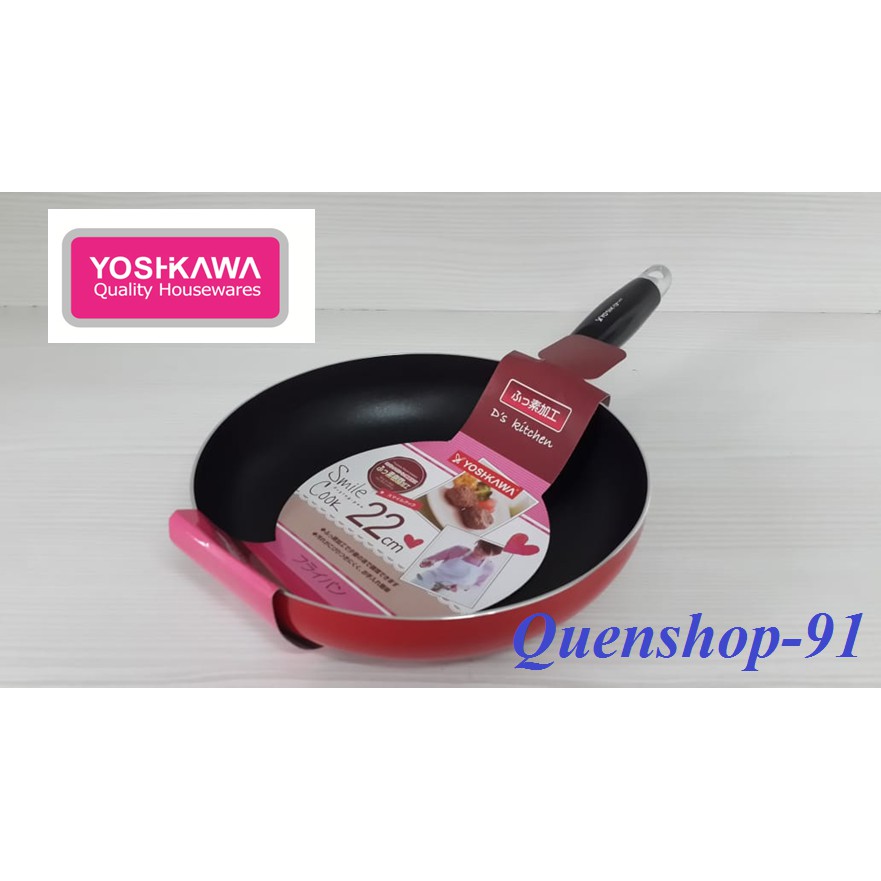 Jual YOSHIKAWA TEFLON OR WAJAN 22 CM FRY PAN XJ-220-01 MERAH | Shopee ...