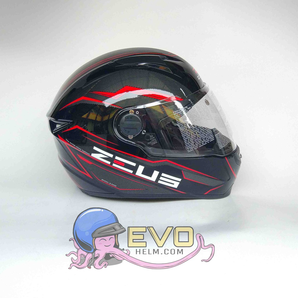 Jual HELM ZEUS FULL FACE 811 BLK / AL12 BLK RED - FREE SMOKE VISOR ...