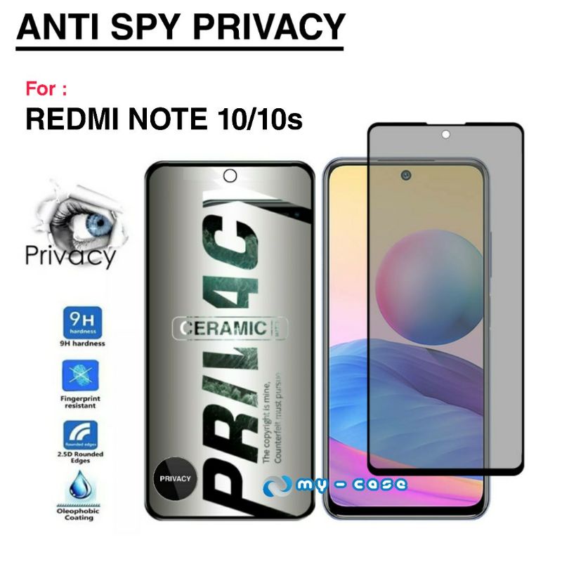 Jual Anti Spy Ceramic Matte Xiaomi Redmi Note 10 Note 10s Full Layar ...