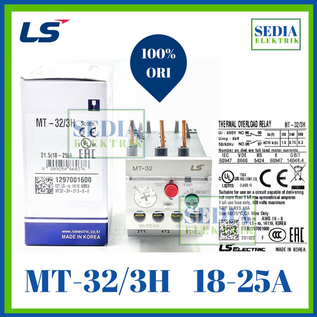 Jual LS THERMAL OVERLOAD RELAY MT-32/3H 18-25A 21.5A MT-32 MT 32 ...
