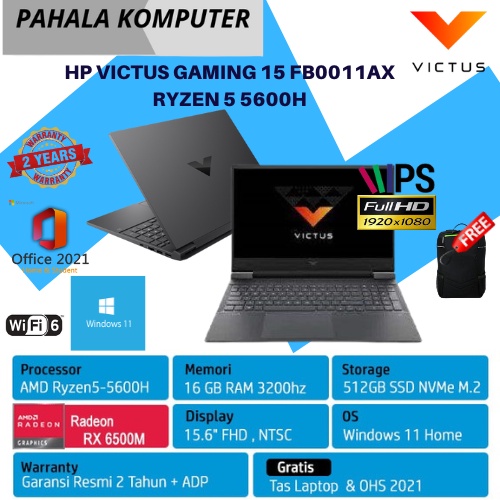 Jual HP VICTUS GAMING 15 FB0011AX RYZEN 5 5600H 16GB 512SSD RX6500 144Hz | Shopee Indonesia
