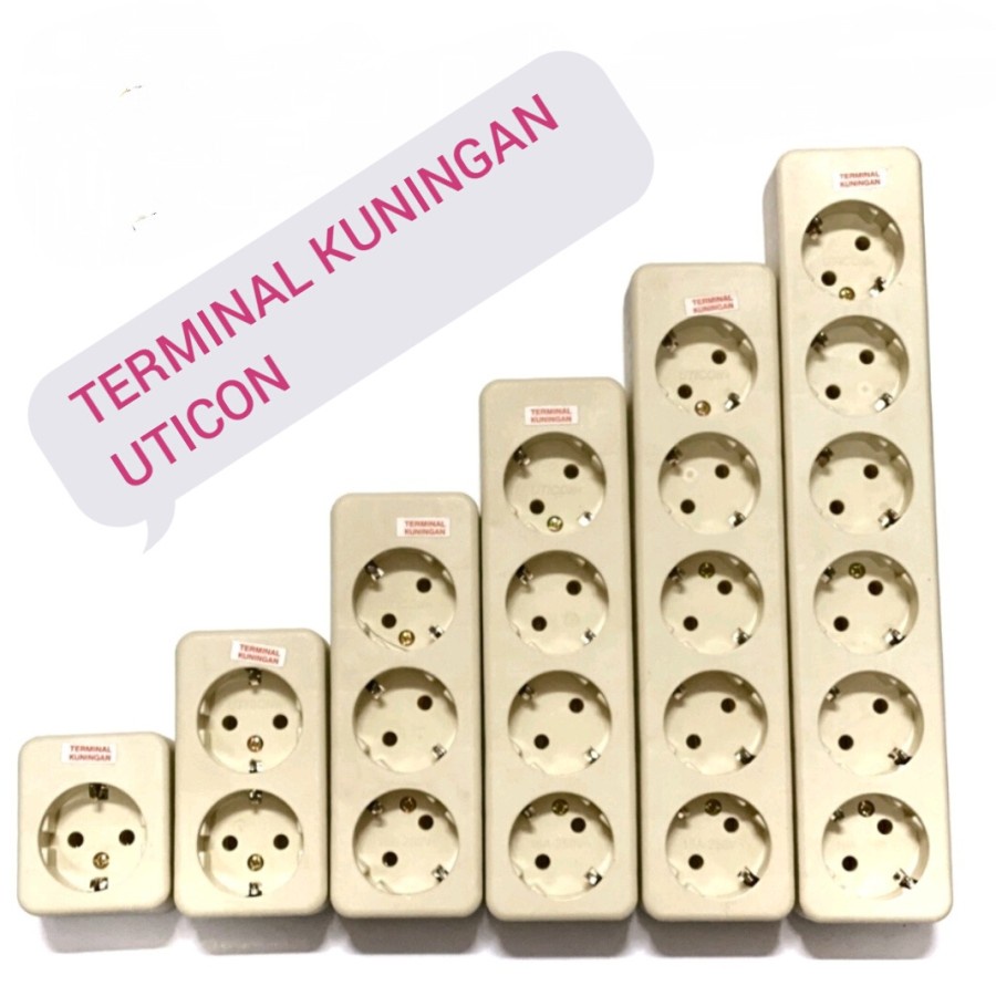 Jual stop kontak uticon lubang 1 2 3 4 5 6 terminal Kuningan uticon colokan | Shopee Indonesia