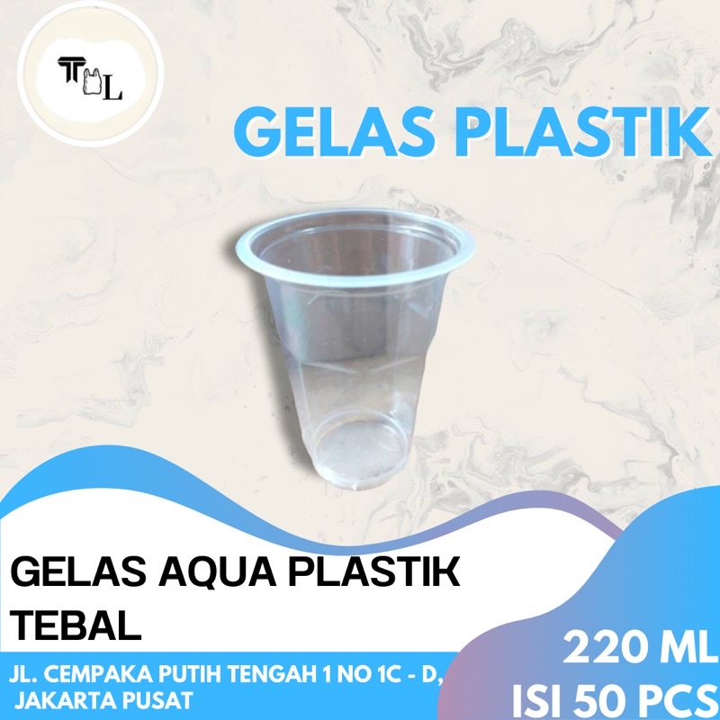 Jual Gelas Aqua Plastik Tebal 220ml (50Pcs) | Shopee Indonesia