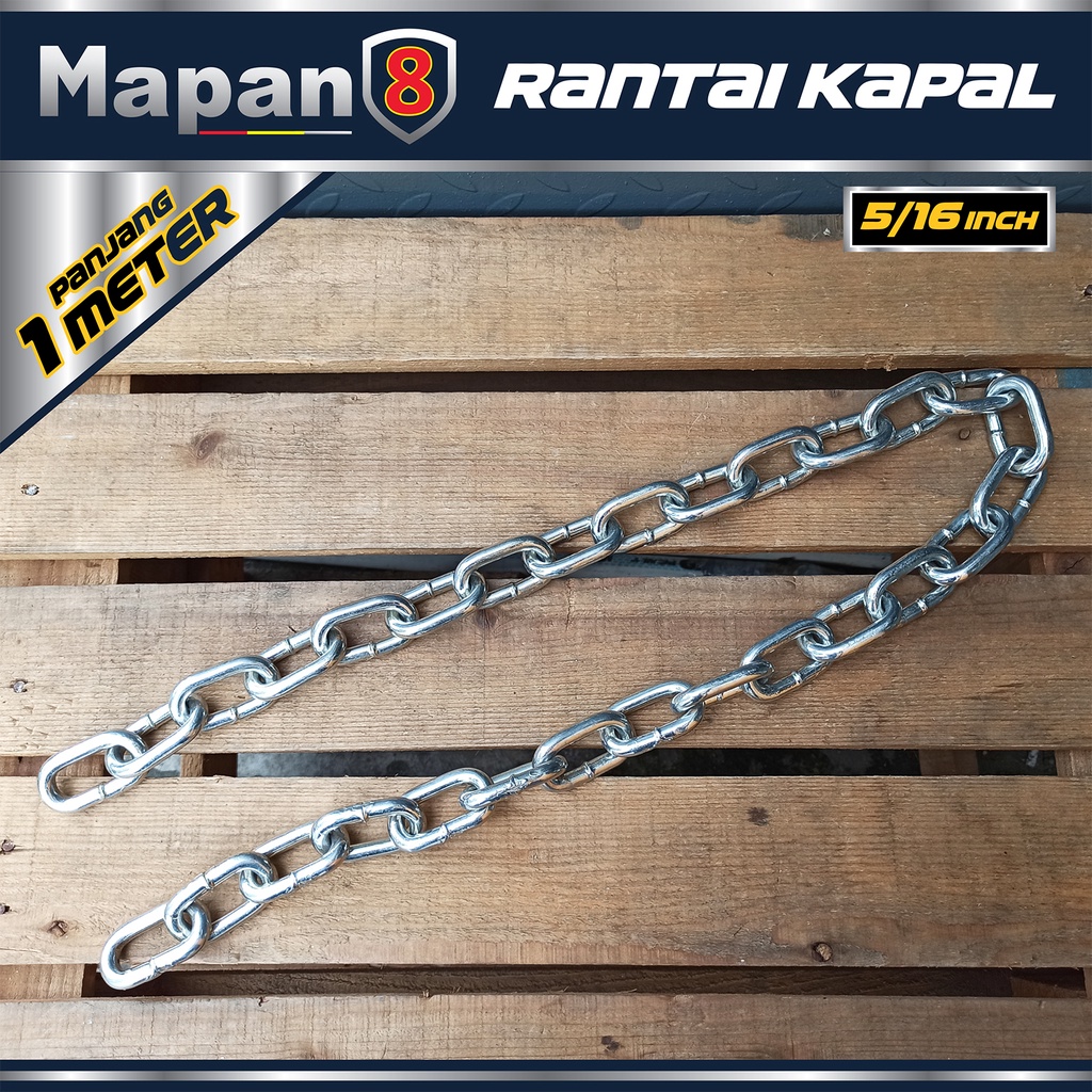 Jual Rantai Besi / Kapal Galvanized 8 mm ( 5/16 inch ) panjang 1 meter ...