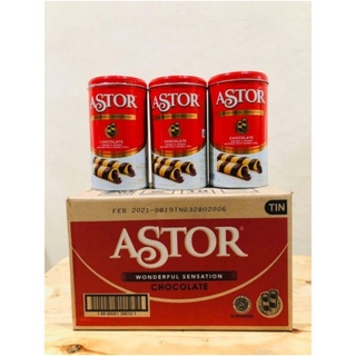 Jual Astor wafer stick roll double chocolate 330gr kaleng bulat hari ...