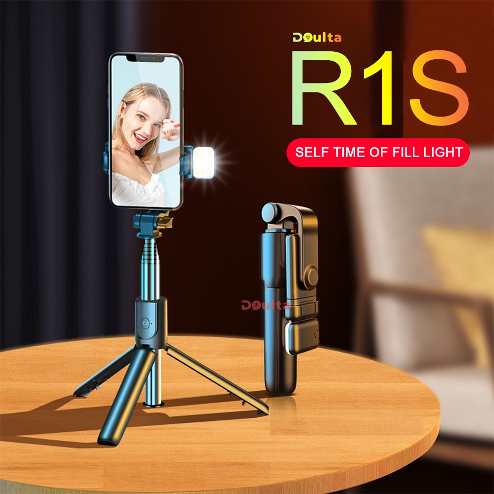 Jual Tripod Tongsis Remote Bluetooth R1s Dengan Lampu Led Flash
