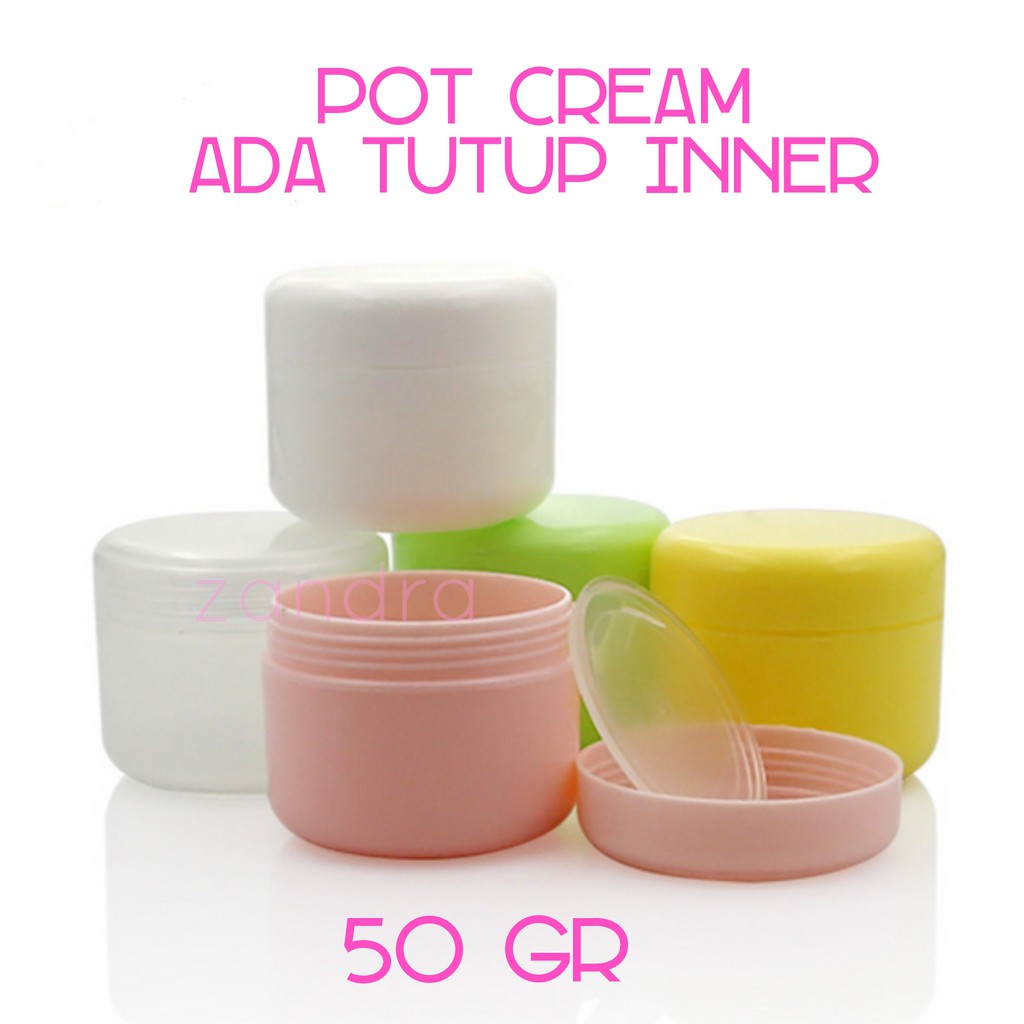 Pot Cream 50gr Ada Tutup dalam 50g 50gram 50 g gr gram wadah jar krim ...