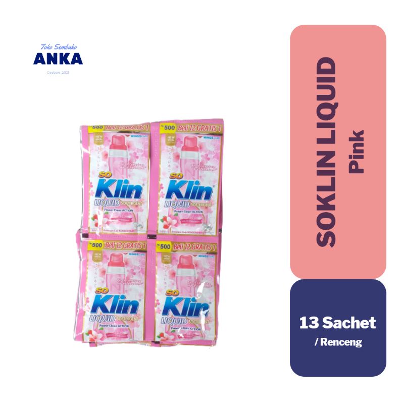 Jual Soklin So Klin Liquid Detergent Cair Sakura Strawberry Warna Pink Isi 13 - 14 sachet x 22ml ...