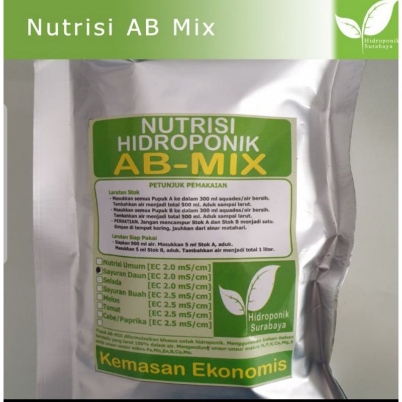 Jual Nutrisi AB Mix Hidroponik Surabaya untuk sayuran daun Indonesia ...