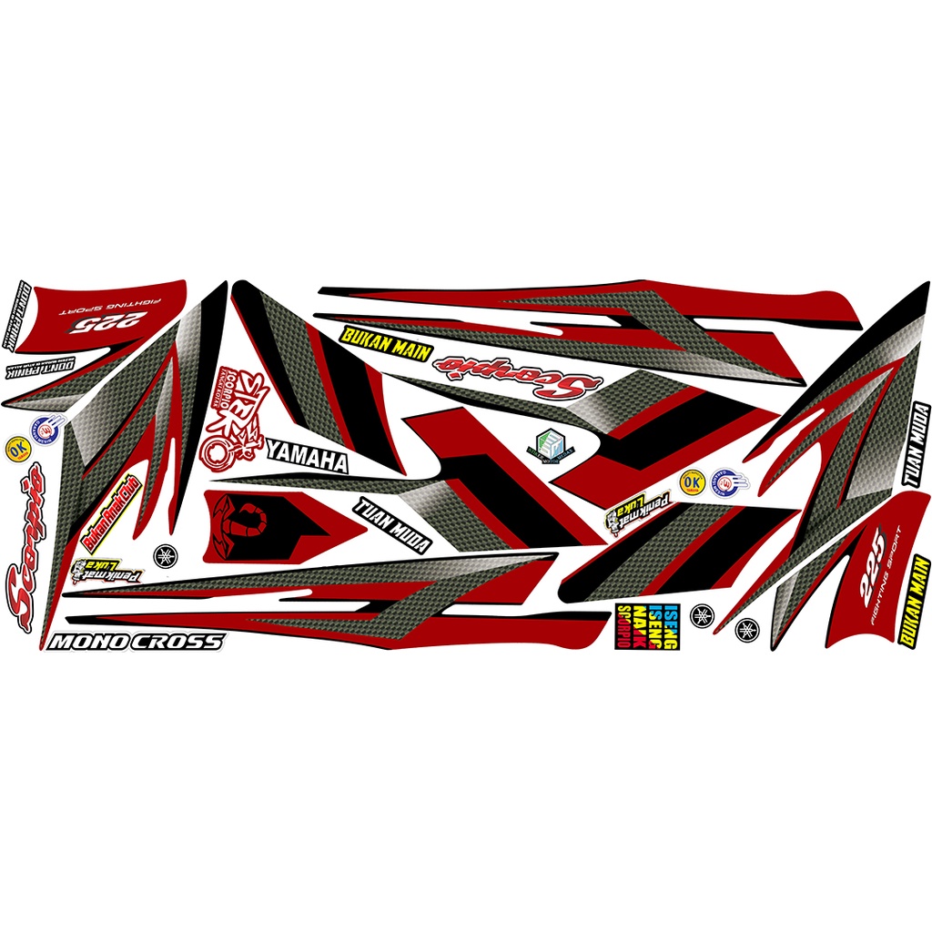 Jual Stiker striping scorpio steko warna merah | Shopee Indonesia