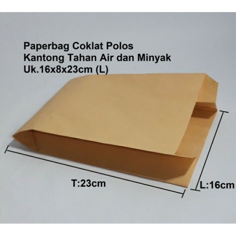 Jual Kantong Kertas -Coating Coklat Polos (L). Kantong Tahan Air dan ...