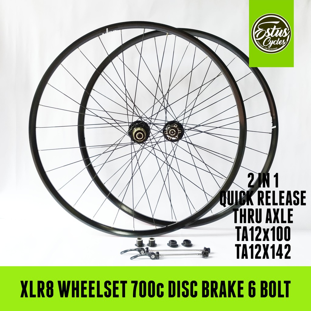 Jual Wheelset Sepeda XLR8 Clincher 700c Disc Brake Thru Axle TA Quick ...