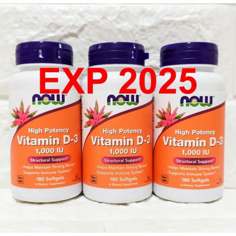 Jual Now Foods Food Vitamin Vit D-3 D3 D 3 1000IU 1000 IU High Potency 180S | Shopee Indonesia