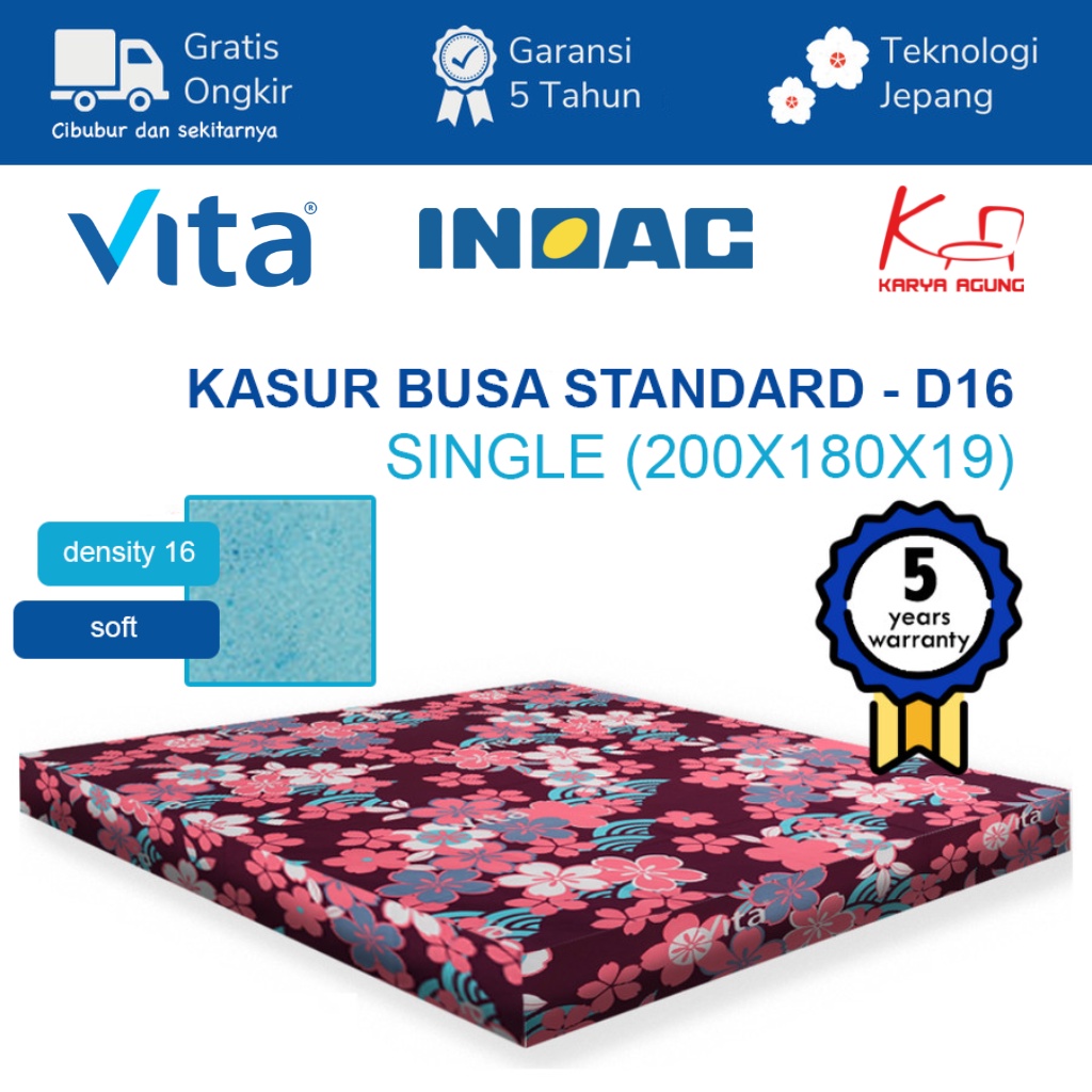 Jual Kasur Busa VITA INOAC - King 180 Tinggi 20 - Standard D16 | Shopee Indonesia
