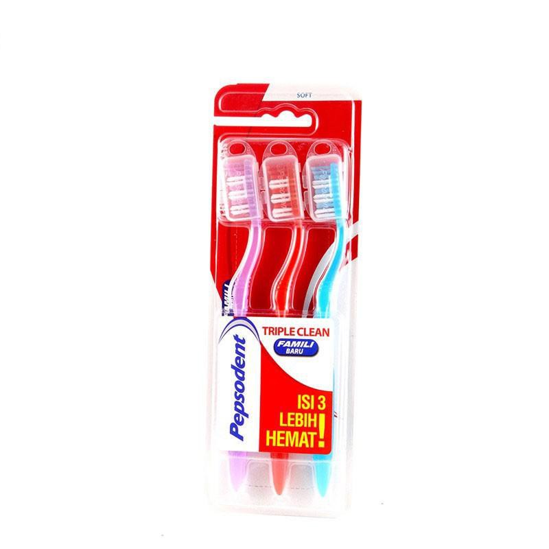 Jual Pepsodent Sikat Gigi Triple Clean Family Soft 3s | Shopee Indonesia