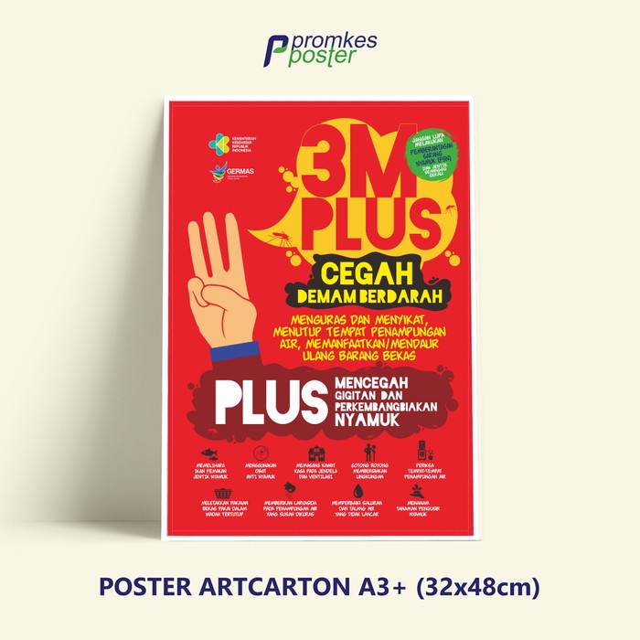 Jual Poster Kesehatan 3M Plus Cegah Demam Berdarah | Shopee Indonesia