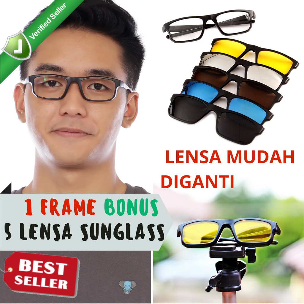 Jual Kacamata Polarized Clip On Sunglasses Frame Dengan 5 Lensa ...