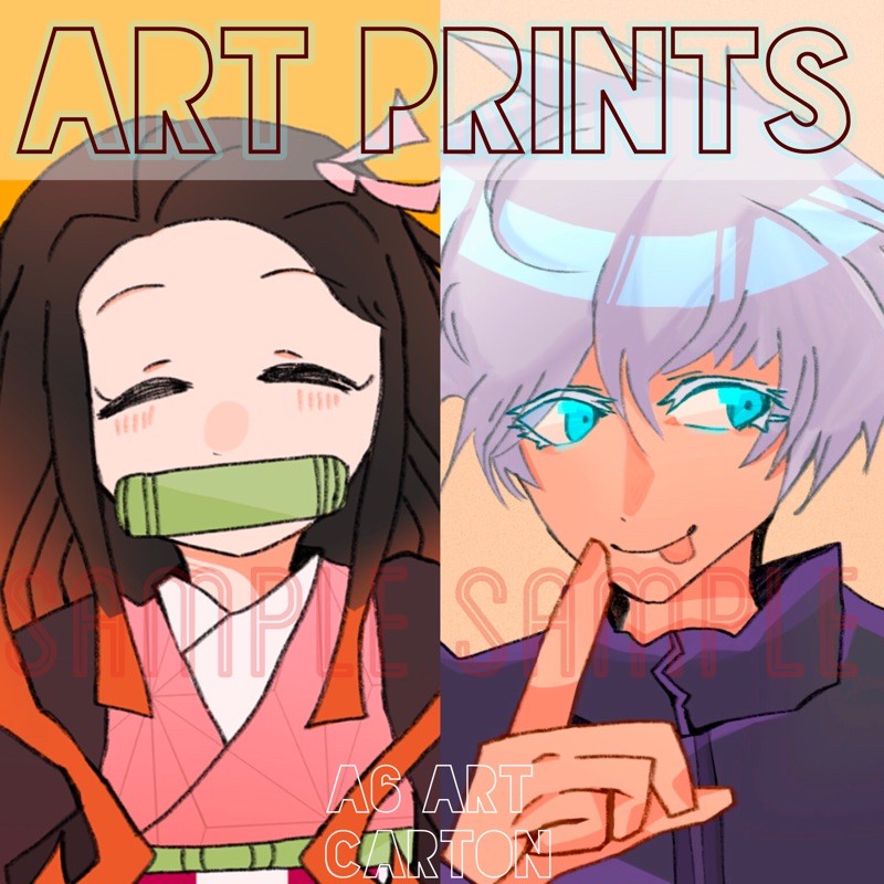 Jual Art Print Nezuko & Gojo Indonesia|Shopee Indonesia