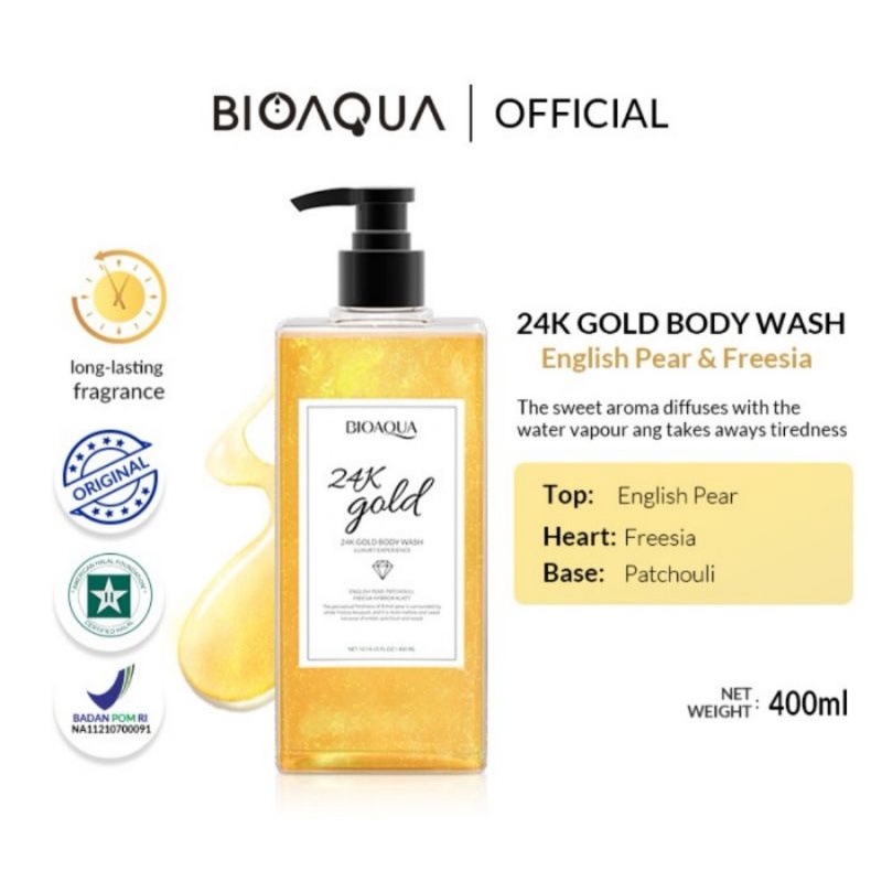 Jual BIOAQUA 24K Gold Body Wash 400ml | Shower Gel | Shopee Indonesia