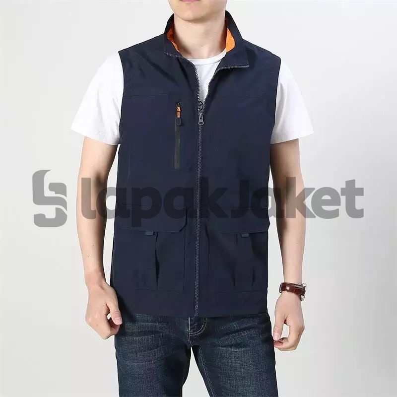 Jual rompi kerah orange / rompi pria keren / rompi casual / rompi ...