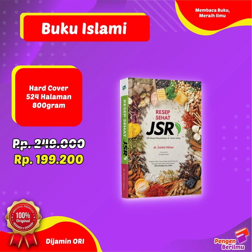 Jual Buku Resep Sehat JSR | Buku Bacaan Islami | Hard Cover | 100% Buku ...