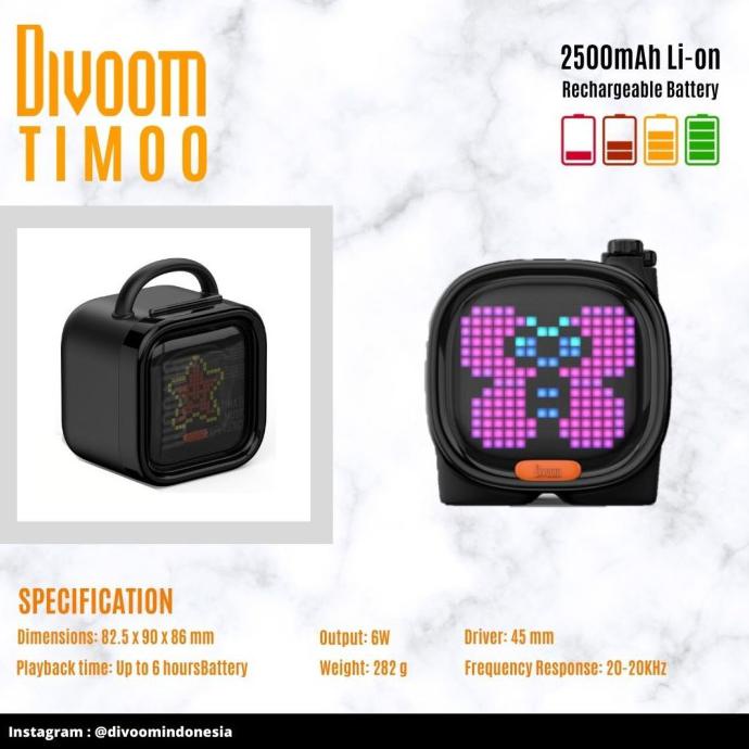 Jual Divoom Timoo Pixel Art Bluetooth Speaker - Hitam | Shopee Indonesia