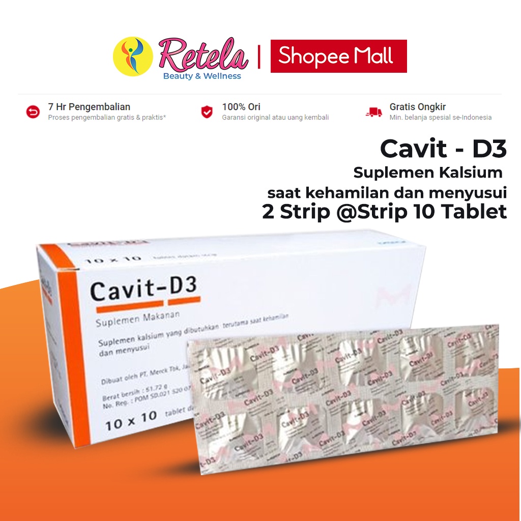 Jual Cavit-D3 10 Tablet (2 Strip Isi 20 Tablet) Suplemen Tulang ...