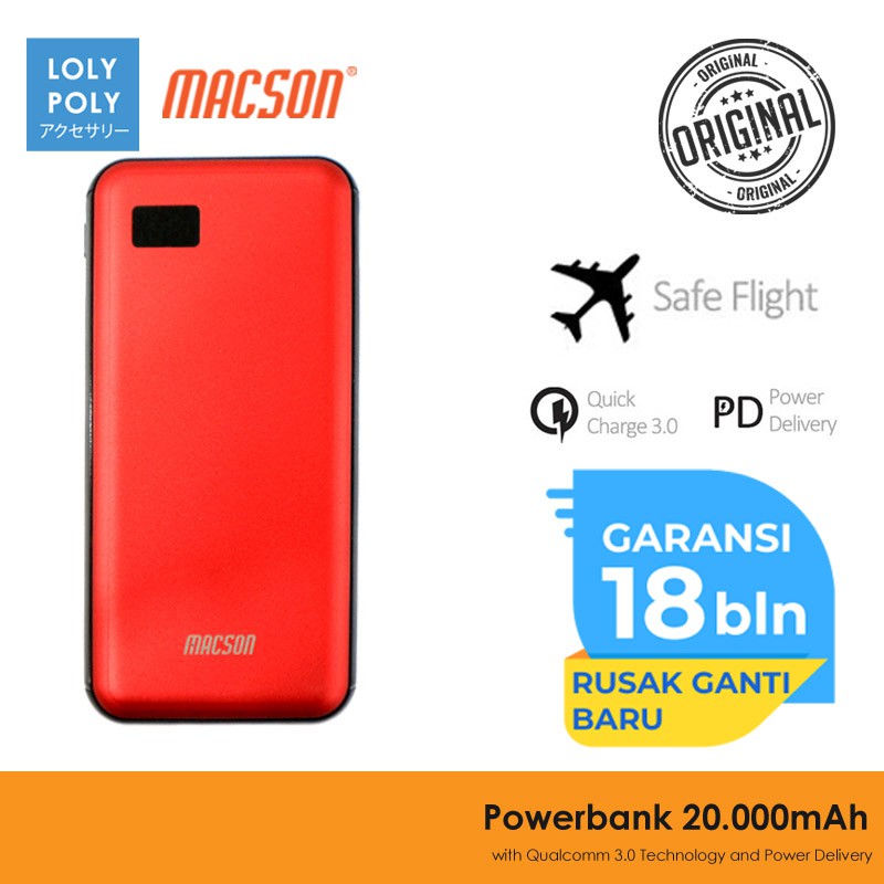 Jual Lolypoly Powerbank 202 Safe Flight 20.000 mAh 4 Port Quick Charge ...