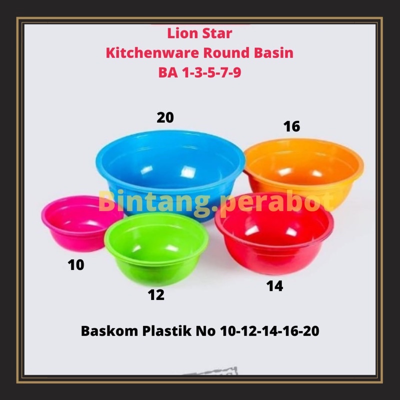 Jual LION STAR - BASKOM PLASTIK NO 10-12-14-16-20 / ROUND BASIN BA 1-3 ...