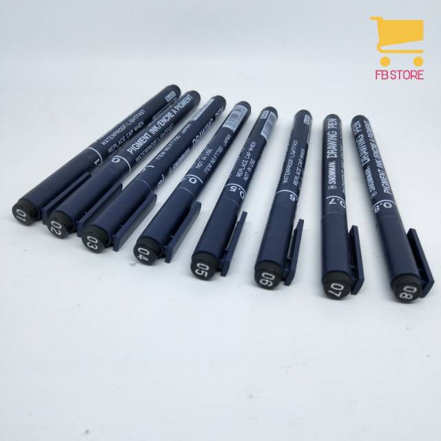 Spidol Drawing pen hitam snowman ORIGINAL 0.1, 0.2, 0.3, 0.4, 0.5, 0.6 ...